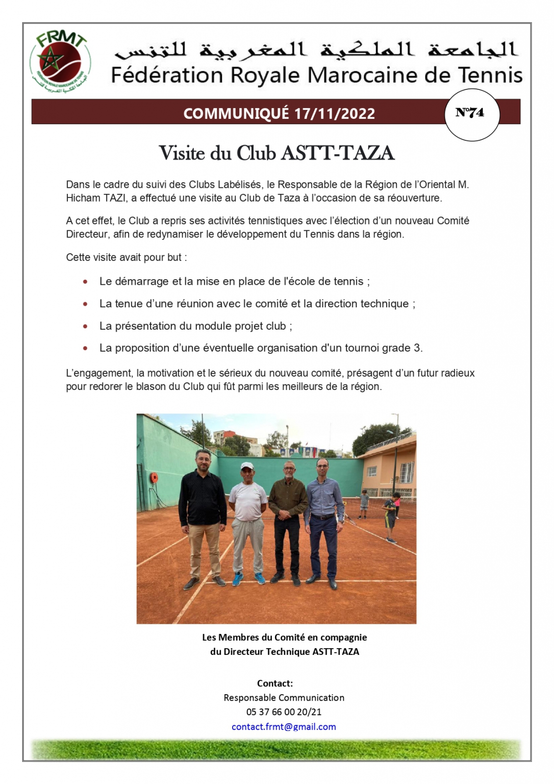 Visite du Club ASTT-TAZA – FRMT