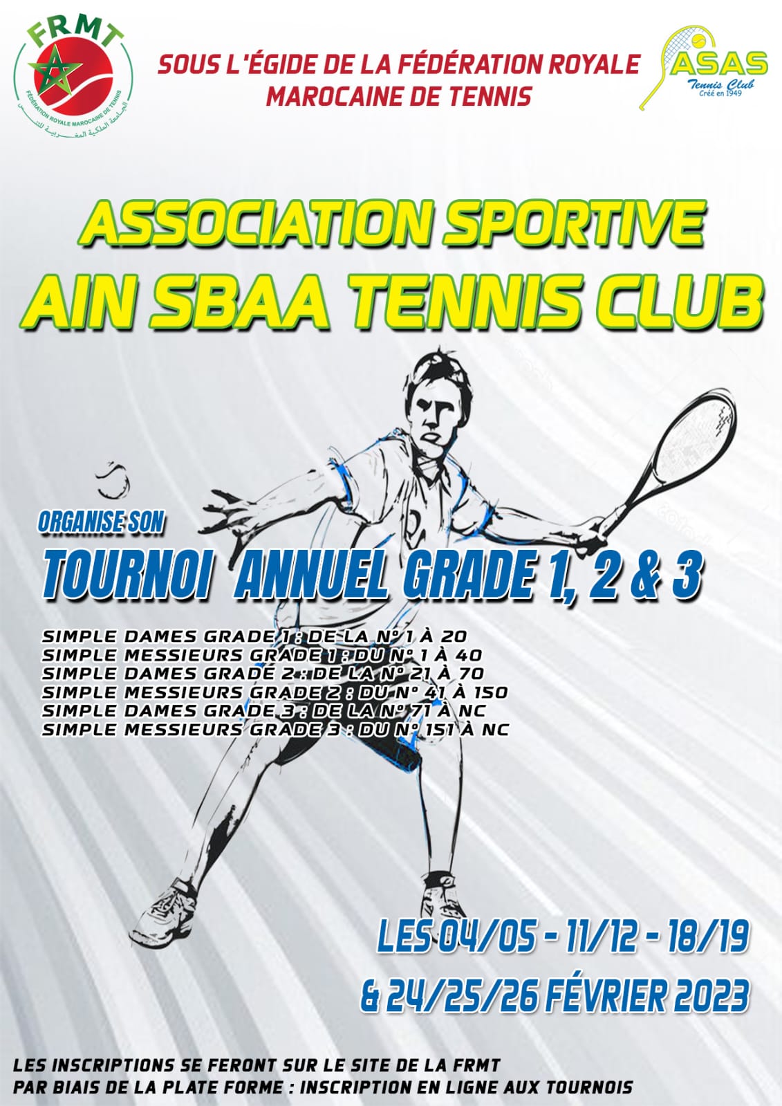 Affiche Tournoi ASAS Grade 1,2 et 3 – FRMT
