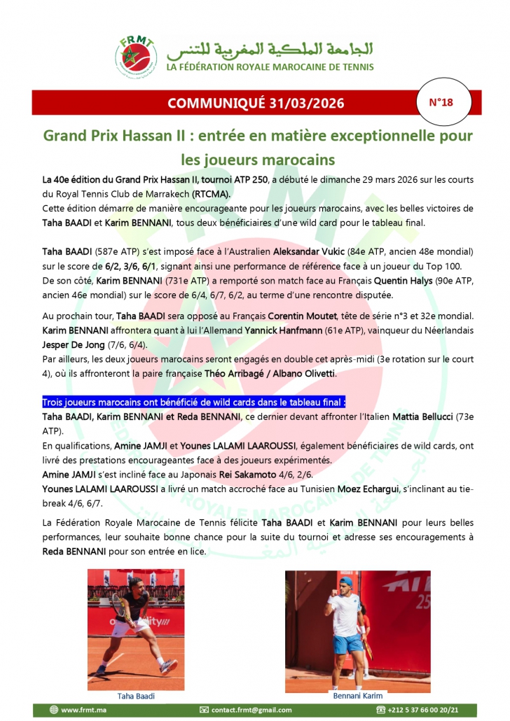 Grand Prix Hassan II: entrée en matière exceptionnelle pour les joueurs ...